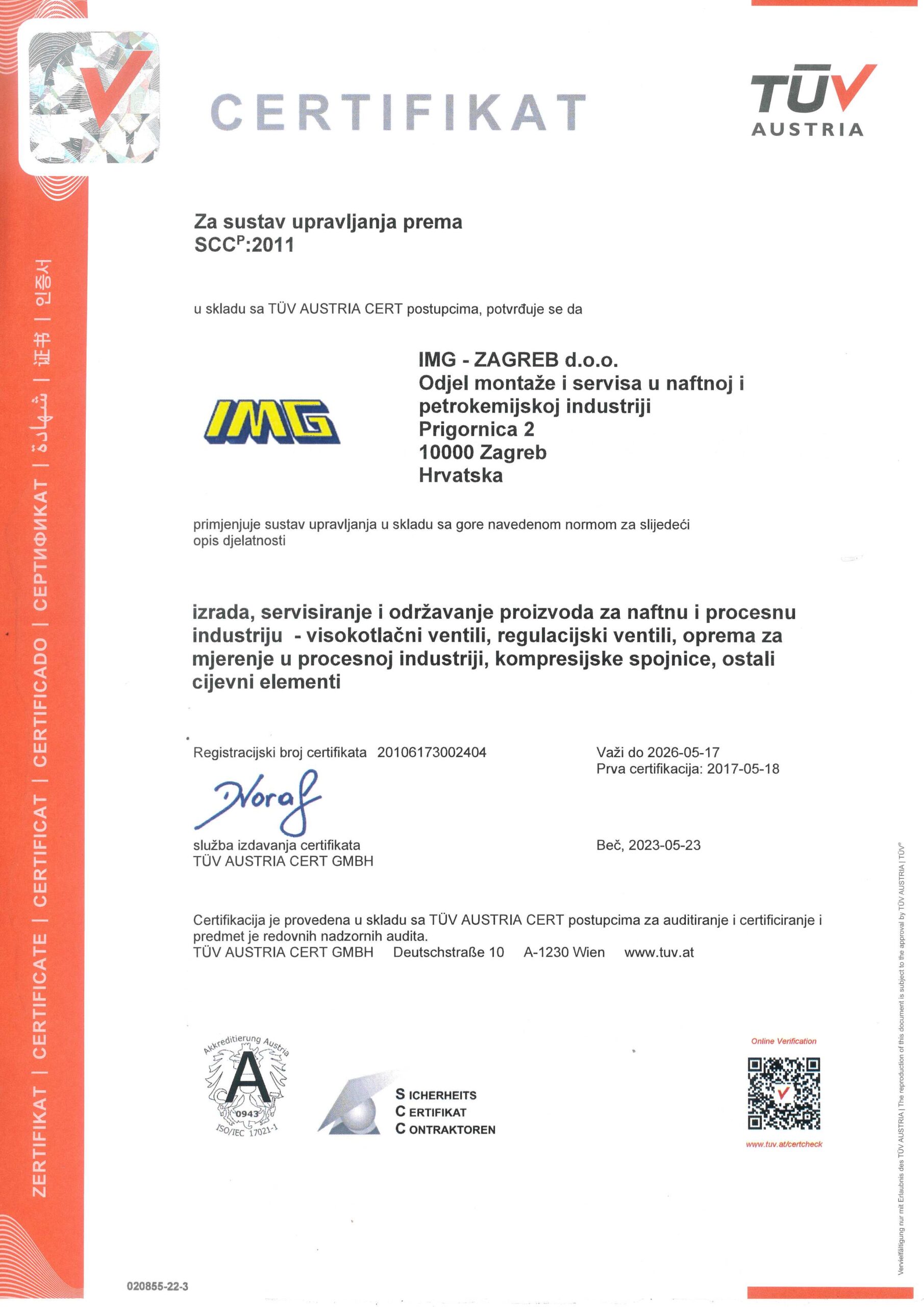 Certifikati - IMG Zagreb d.o.o.