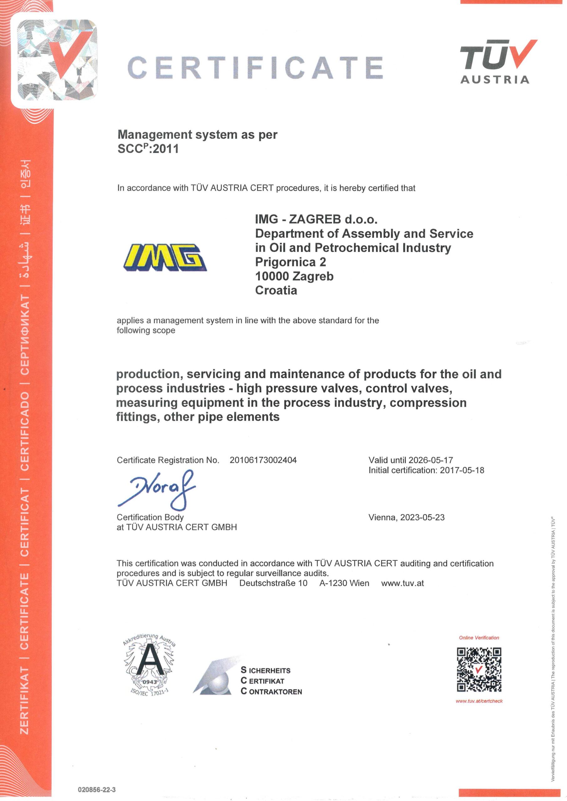 Certifikati - IMG Zagreb d.o.o.